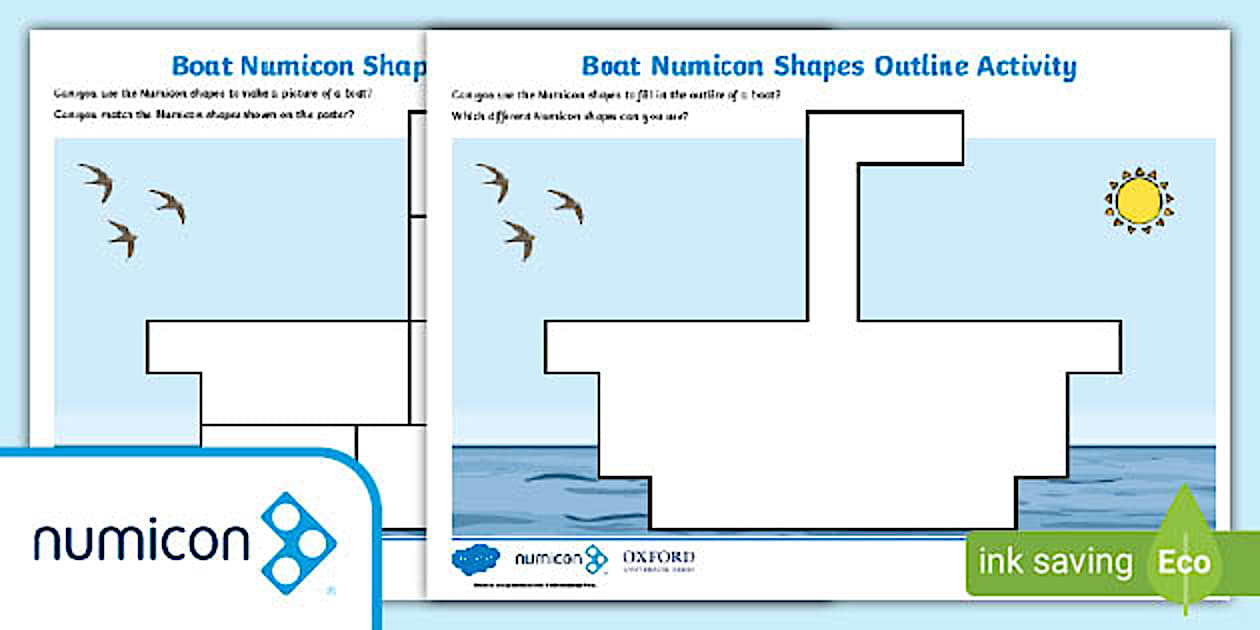 Boat Numicon Shape Outline and Matching Posters Pack